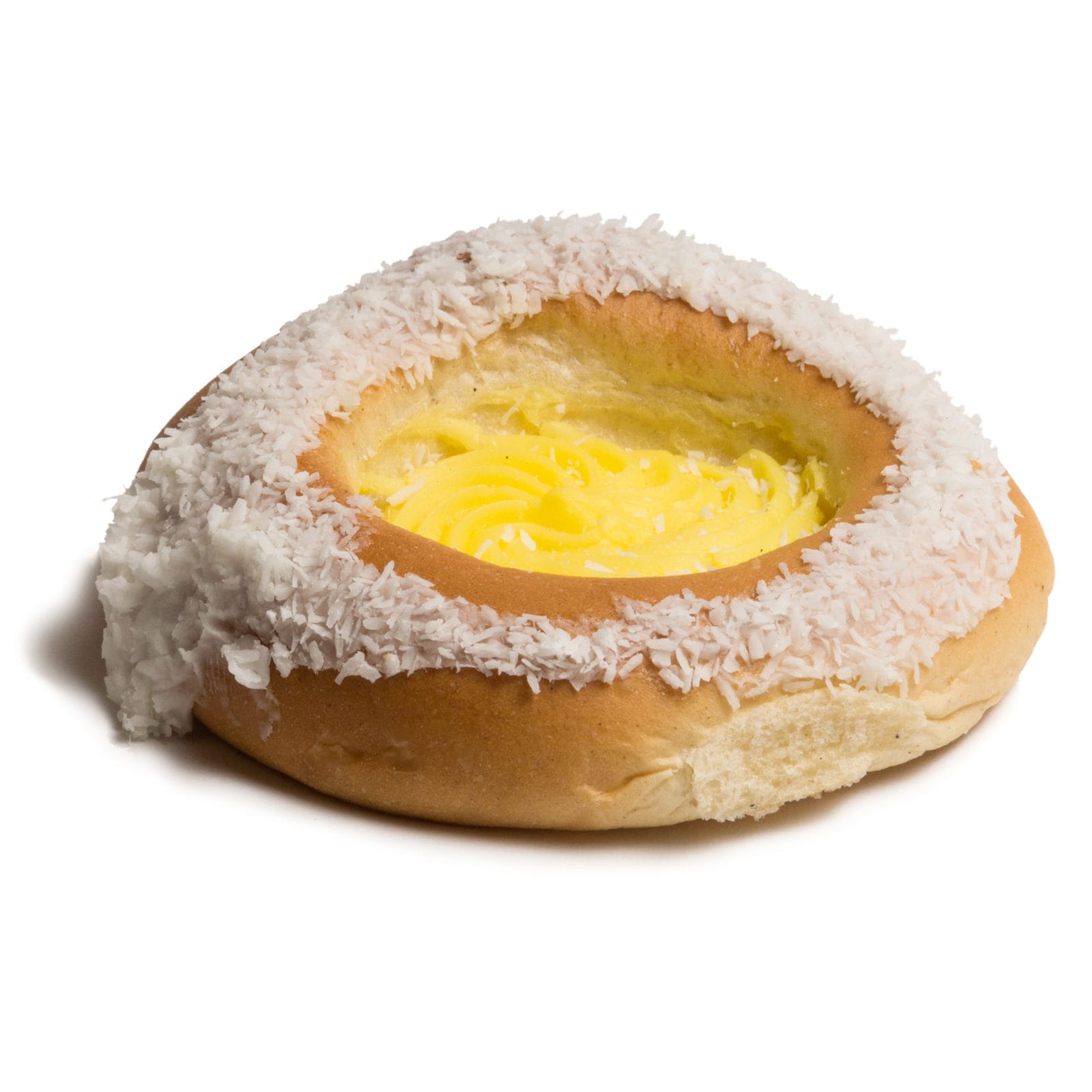 Skolebolle, med eggekrem, melisglasur og kokosmasse - Hjelles